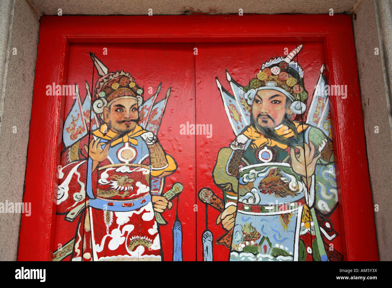 Painted doorway of a Tin Hau temple Coloane Village Macau China Stock ...