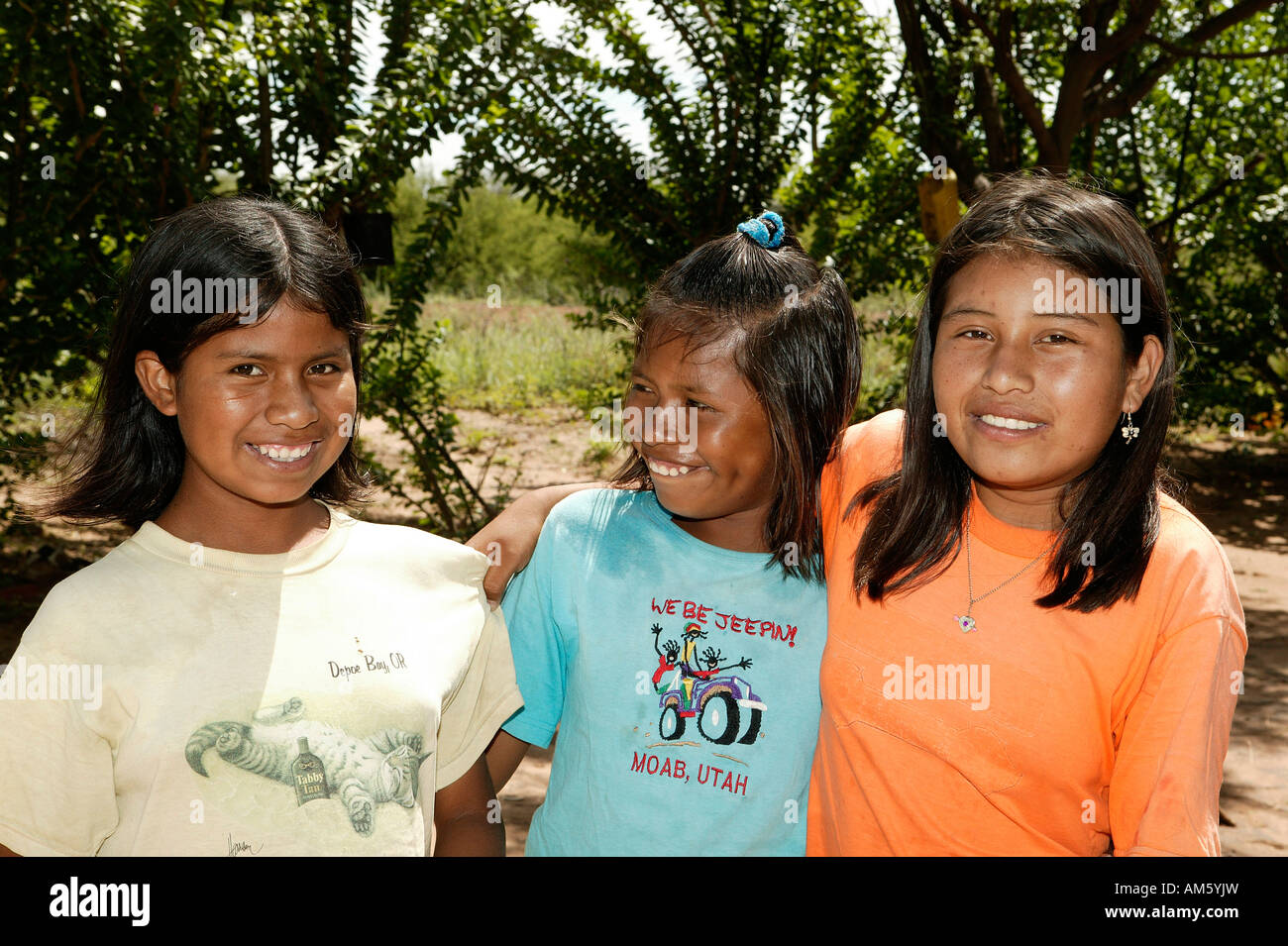 Nivaclé girls, Jothoisha, Chaco, Paraguay, South America Stock Photo ...