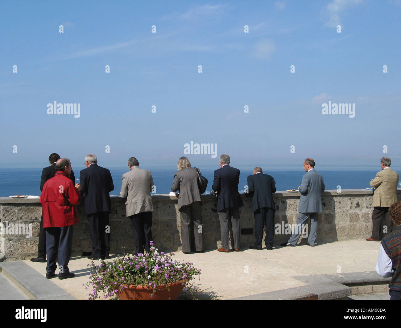 Businessmen at a conference lunching outside Stock Photo - Alamy