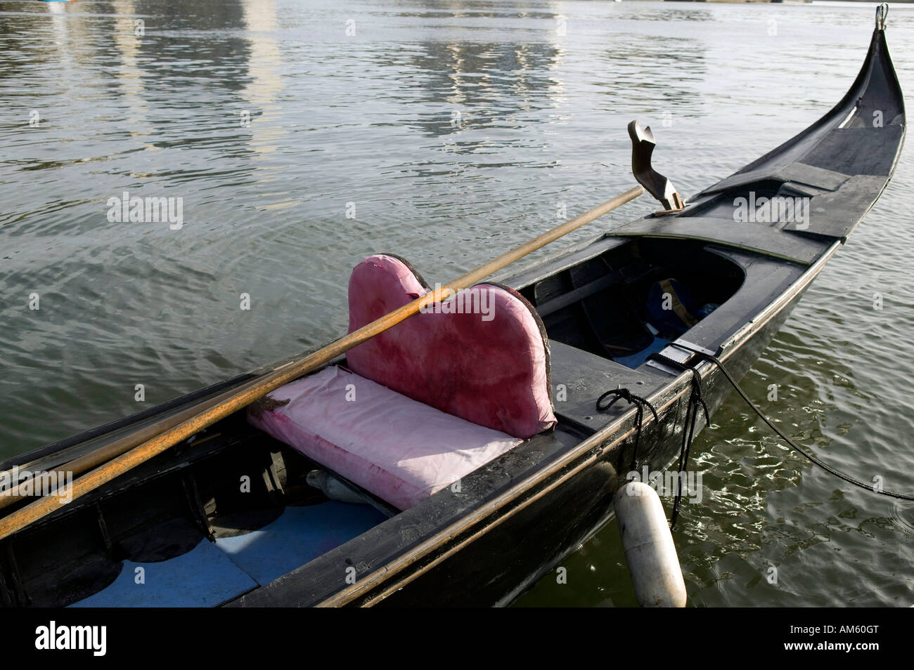 front point curve river lake italian boat vessel craft black moored ...