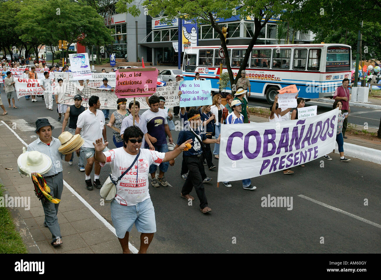 Demonstration, protest for social rights, Asuncion, Paraguay, South ...