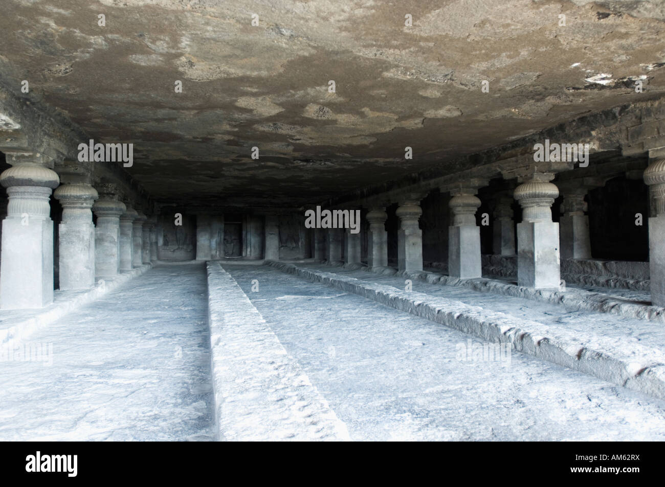 Columns in a cave, Ellora, Aurangabad, Maharashtra, India Stock Photo ...