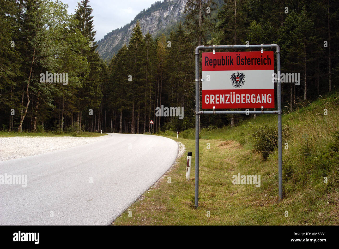 Austrian border sign Stock Photo - Alamy