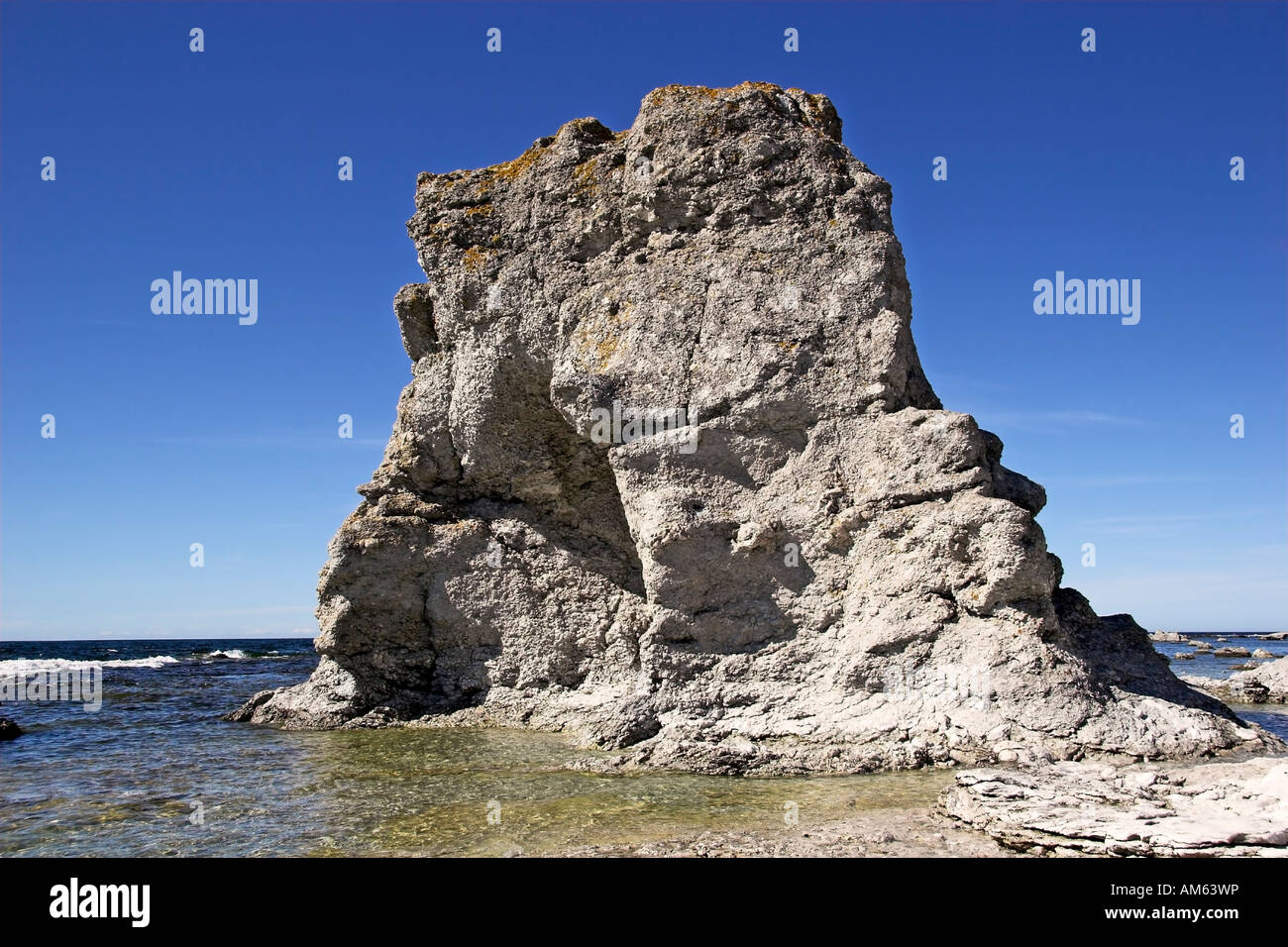 Limestone shapes in on the island Faroe, Gotland, Sweden Stock Photo ...