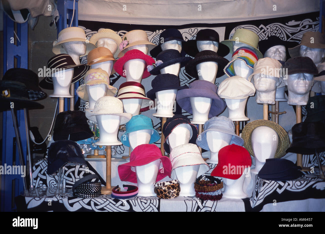 Hat stall at Green Park Market Bath Spa, Somerset, England UK Stock ...