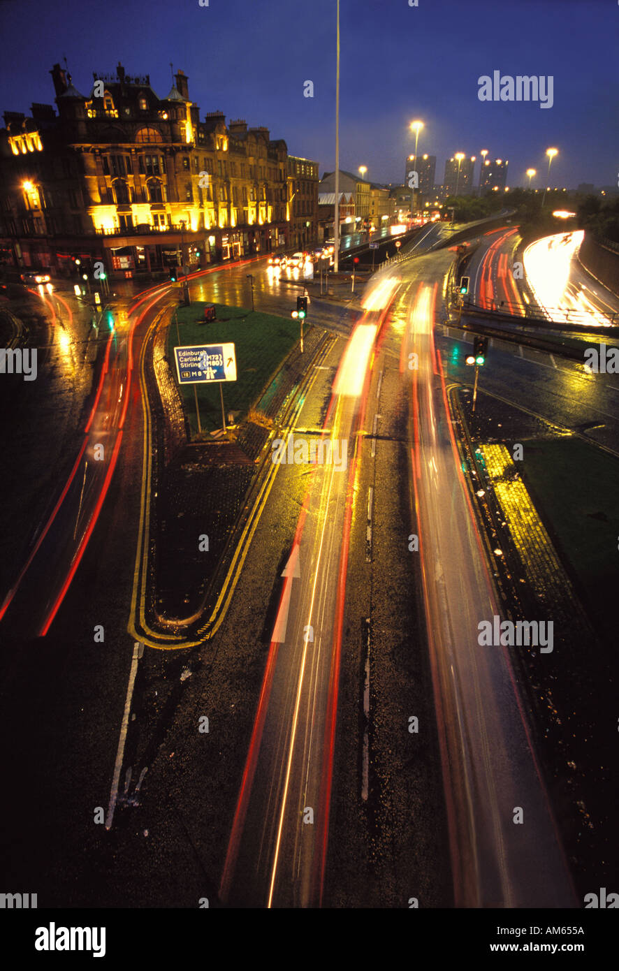 Scotland Glasgow city centre charing Cross intersection at winter early ...