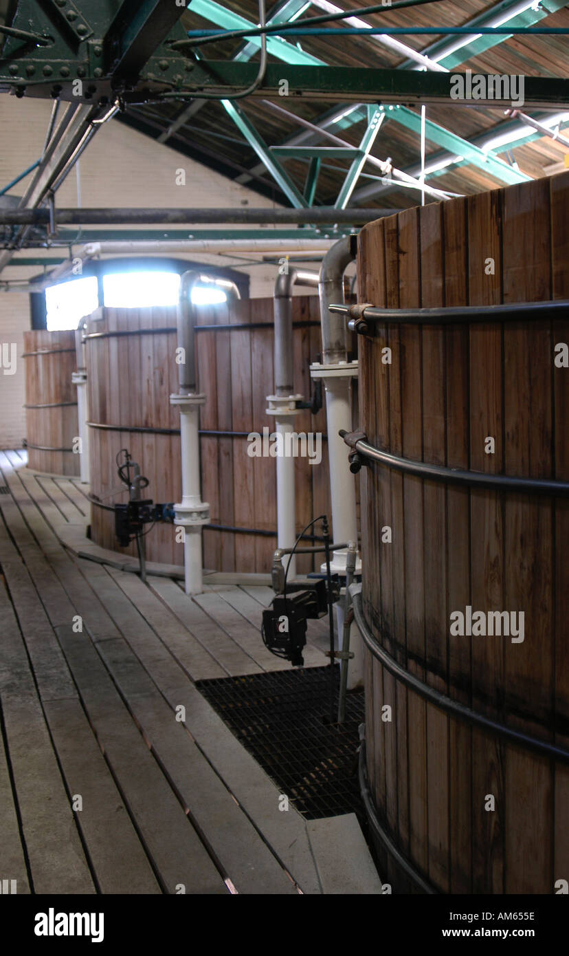 Room filled with bourbon whiskey fermentation vats Stock Photo - Alamy
