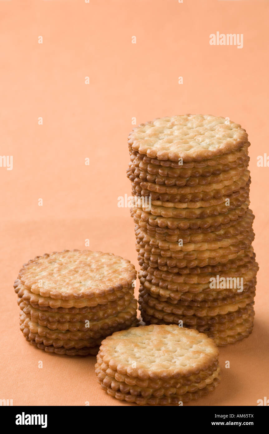 Close-up of stacks of biscuits Stock Photo - Alamy