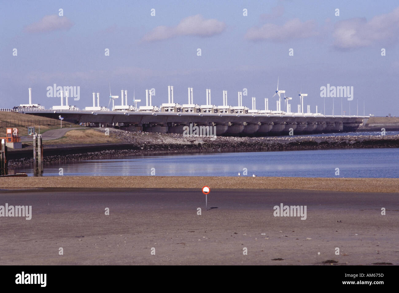 Part of the famous Oosterschelde moveable storm barrier viewed from the ...