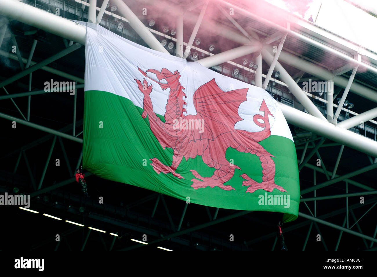 Cardiff Millenium Stadium Giant Welsh Flag Red Dragon is unfurled ...