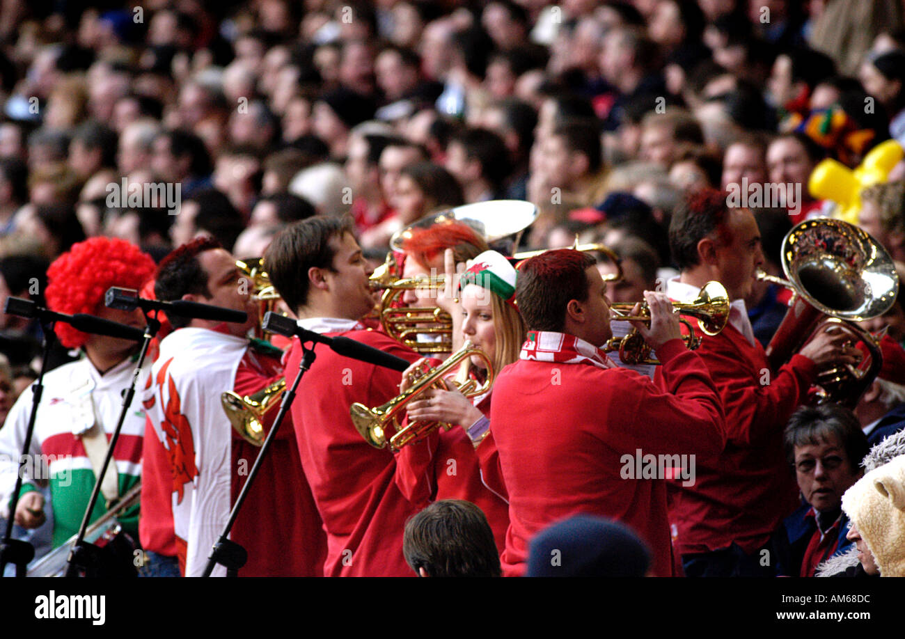 Cardiff Welsh Fans Band play for the crowd during the Game Stock Photo ...