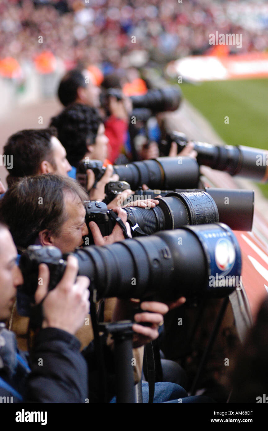 Photographers at a Sporting Event Stock Photo - Alamy