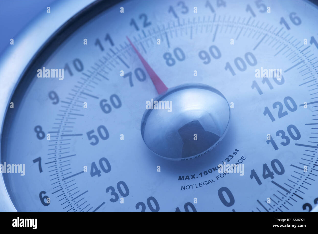 Weighing scales dial with a blue hue Stock Photo - Alamy