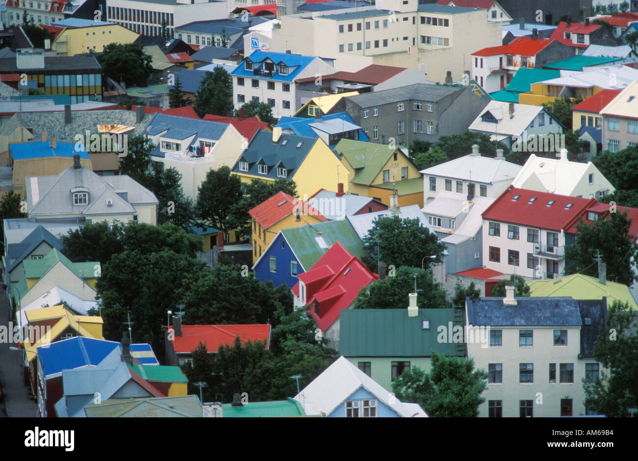 house with coloured roofs or Colourful rooftops in Reykjavik Iceland ...