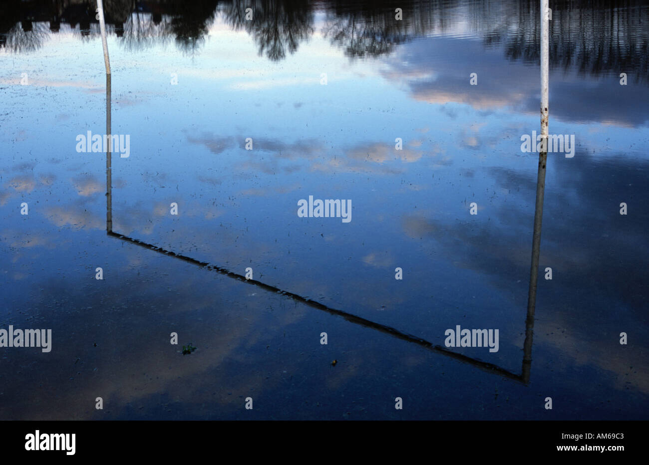 Flooded football field Stock Photo - Alamy