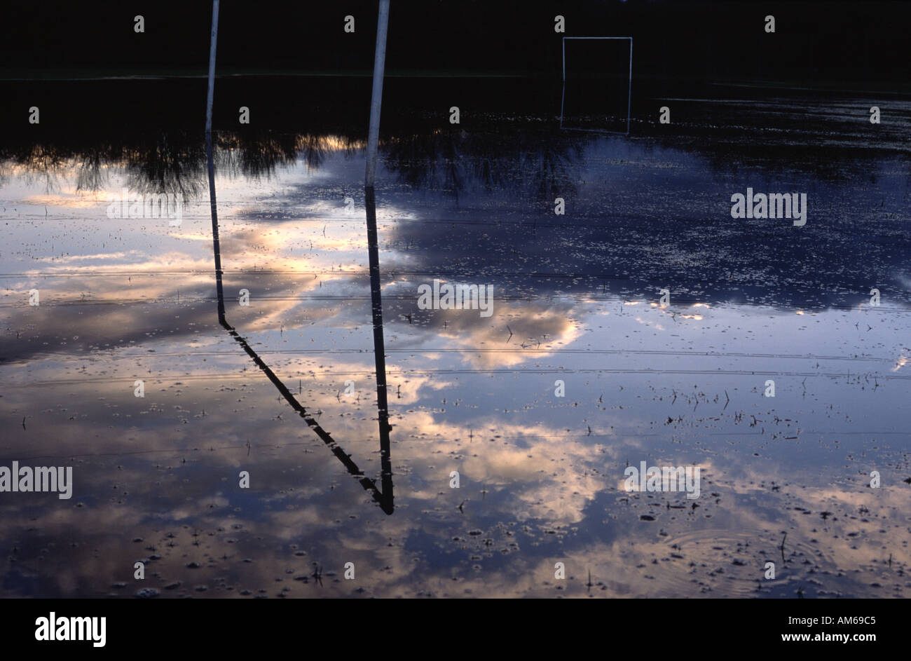 Flooded football field Stock Photo - Alamy
