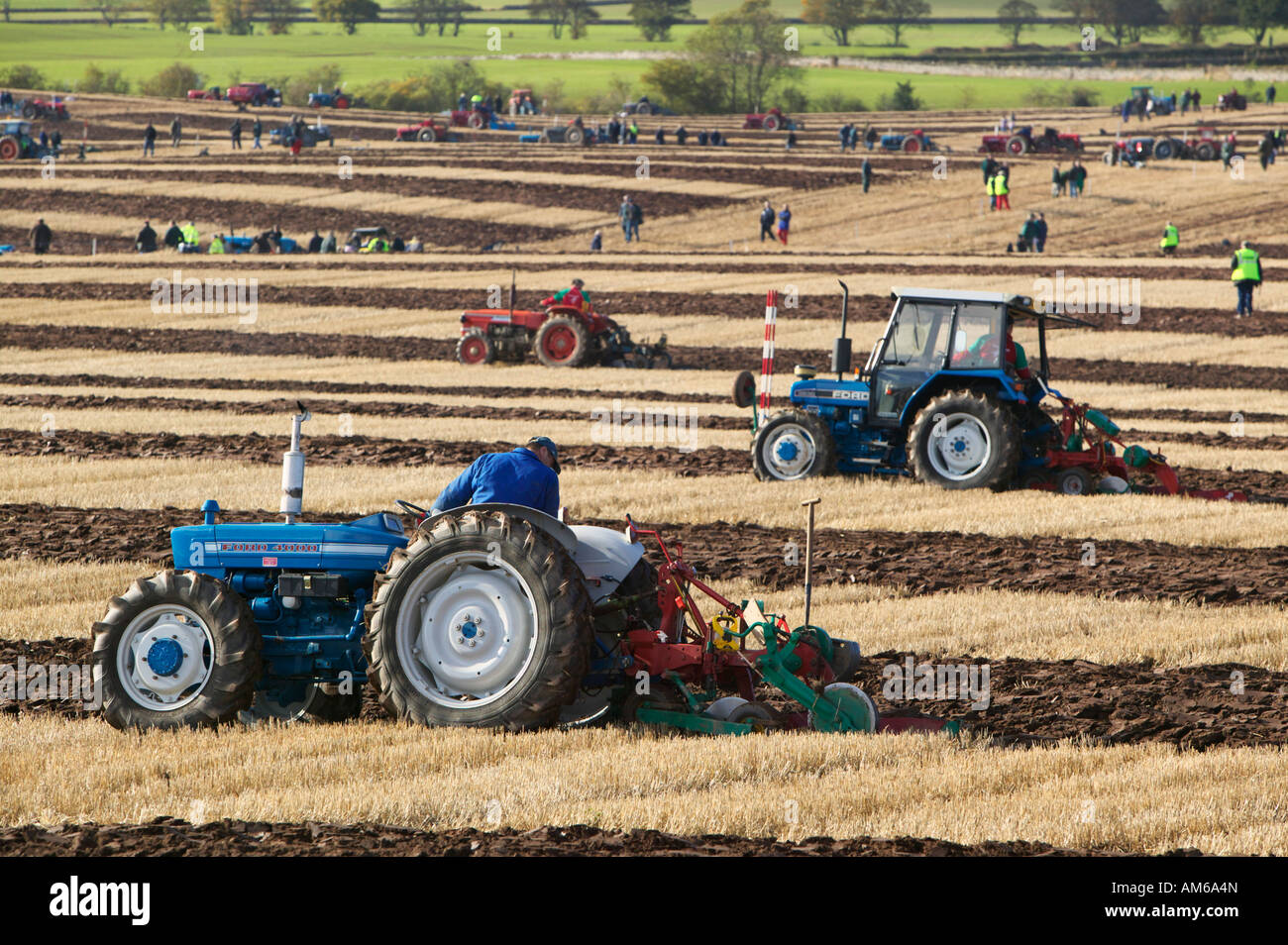Tractors ploughing at the 2007 Scottish Ploughing Championships held at ...