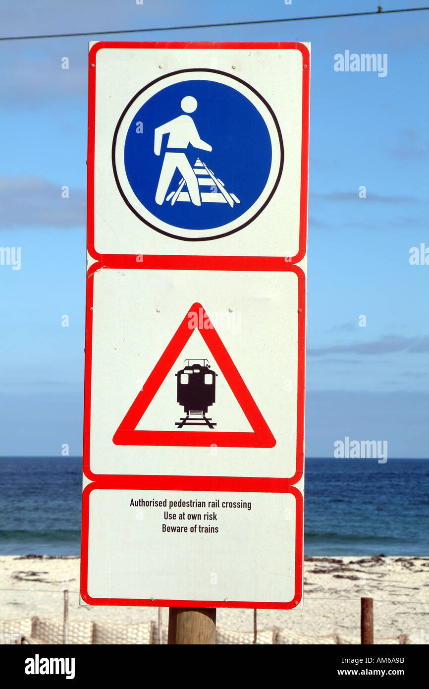 Railway line warning signs pedestrians hi-res stock photography and ...