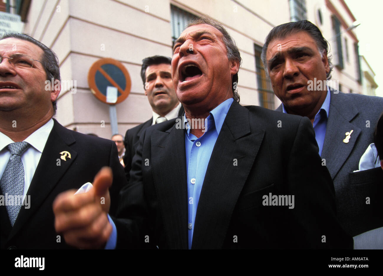 Jerez de la Frontera during the holy week of Eastern a gypsy singer is ...