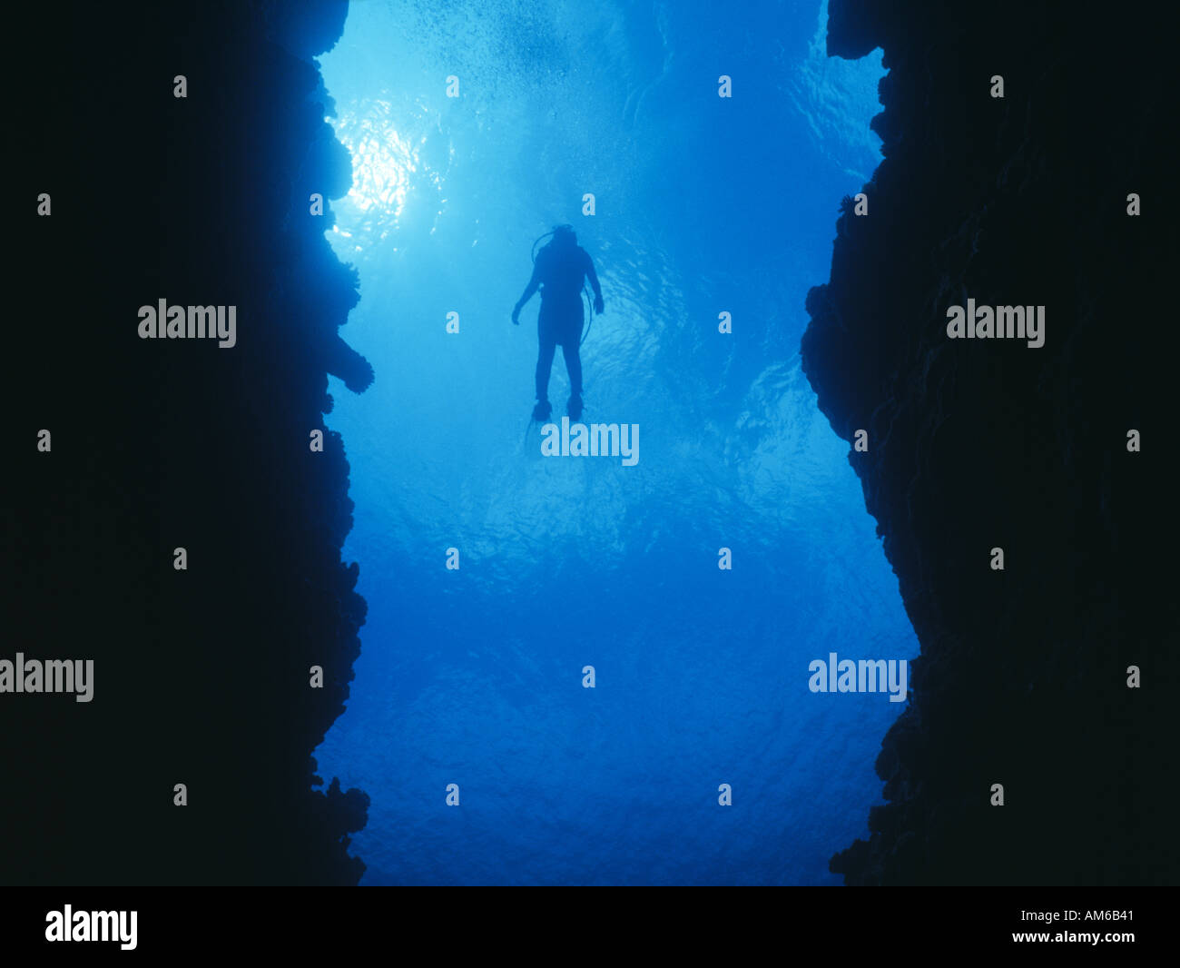 Diver deep water Okinawa Japan Stock Photo - Alamy