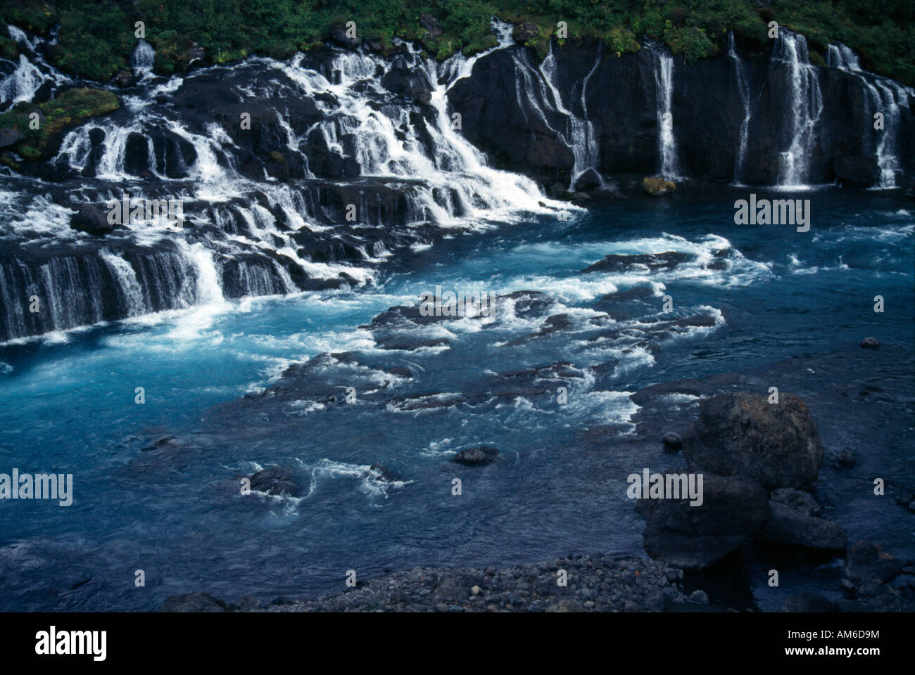 Iceland Glacial Waterfall Barnafoss Stock Photo - Alamy