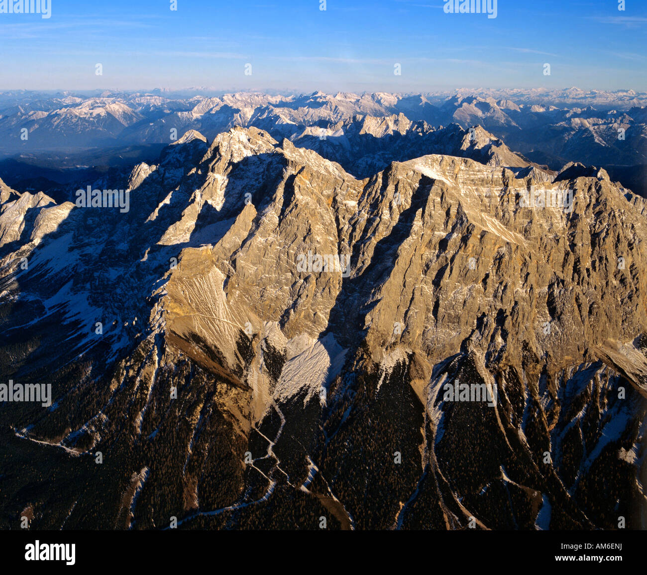 Wettersteingebirge, Zugspitze, Schneefernerkopf und Wetterwandeck ...