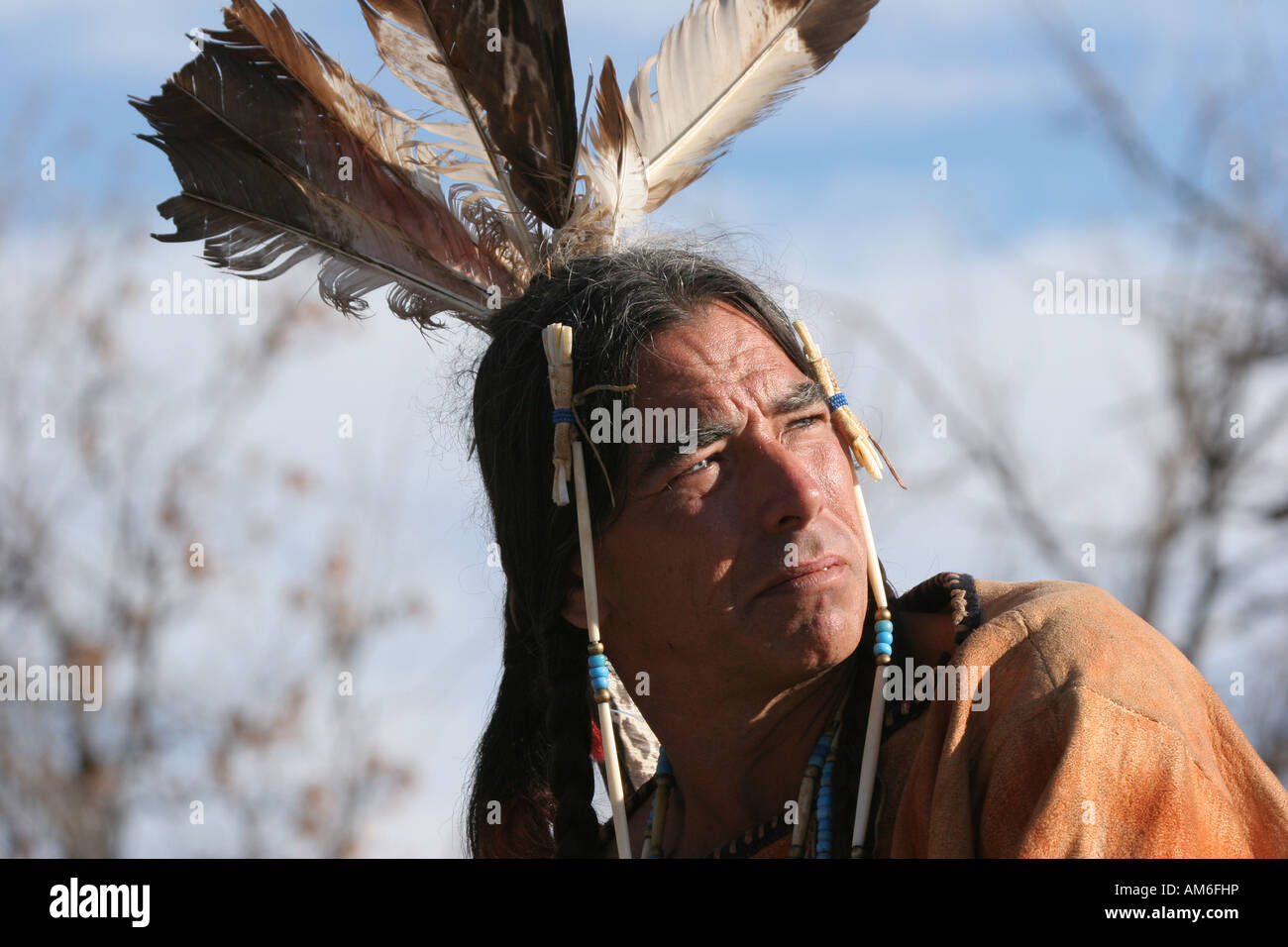 A Native American Indian man portrait Stock Photo - Alamy