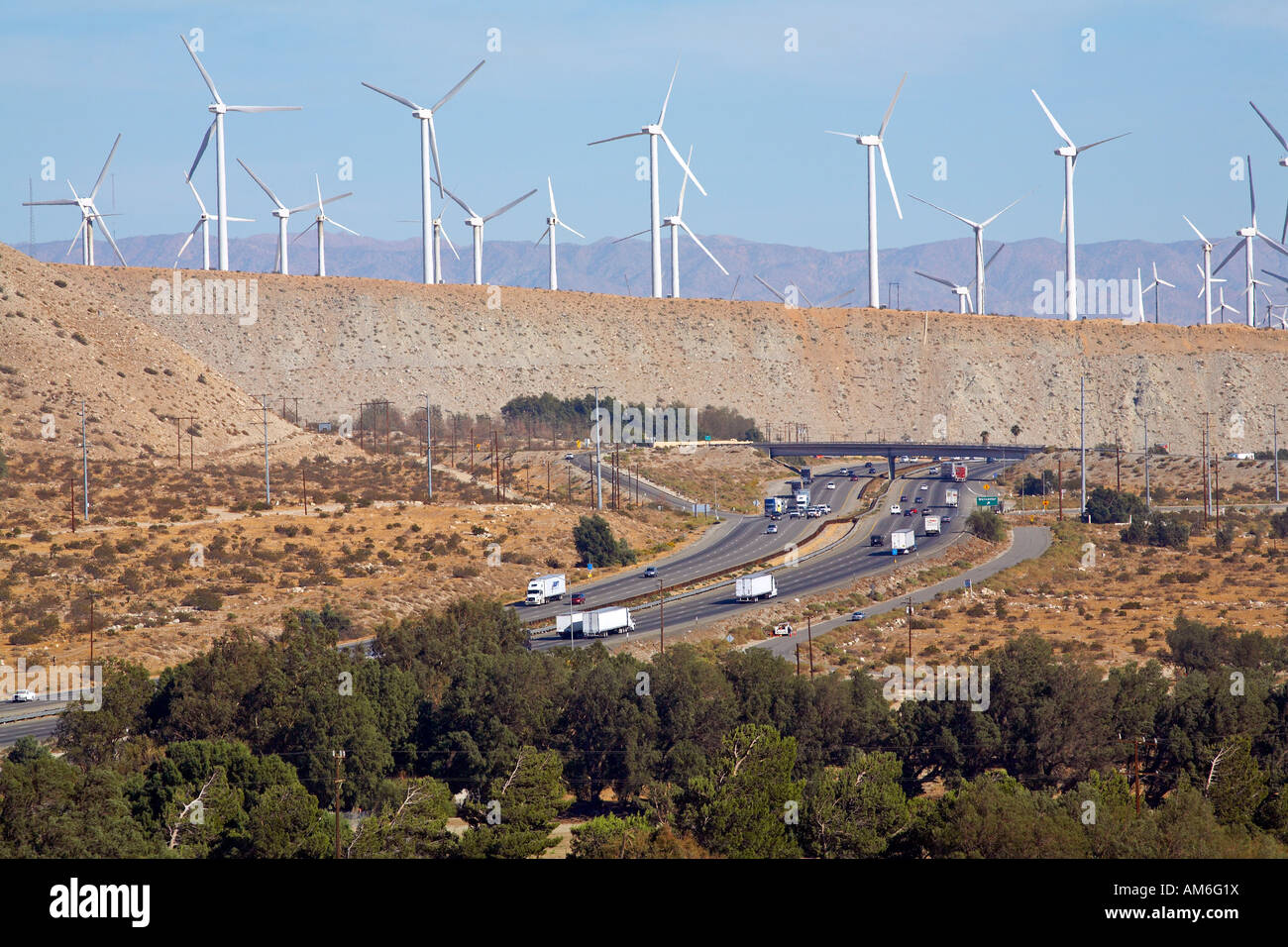 United States, California, wind turbines field near Palm Springs Stock ...
