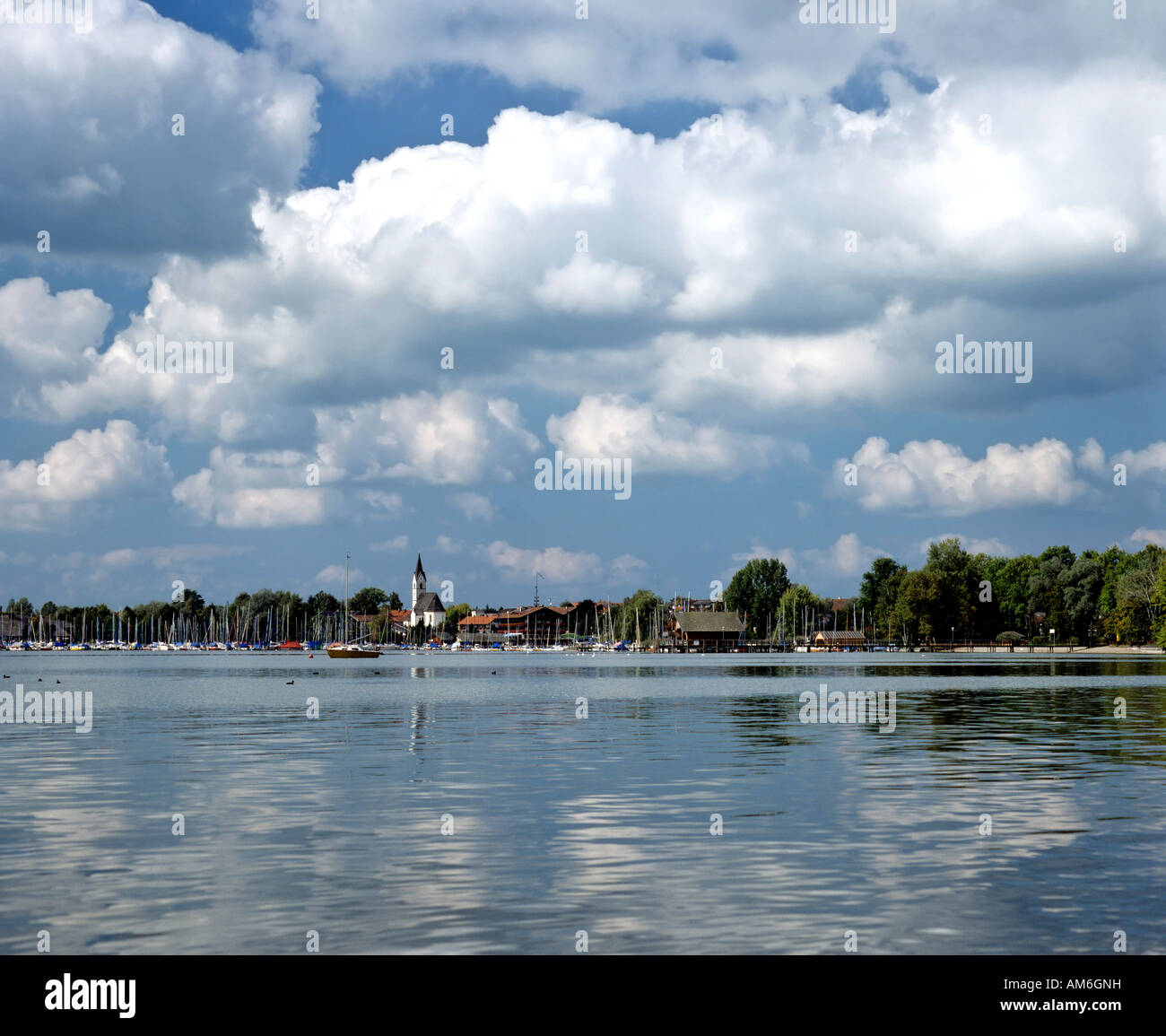 Seebruck at Lake Chiemsee, harbour, Upper Bavaria, Germany Stock Photo ...