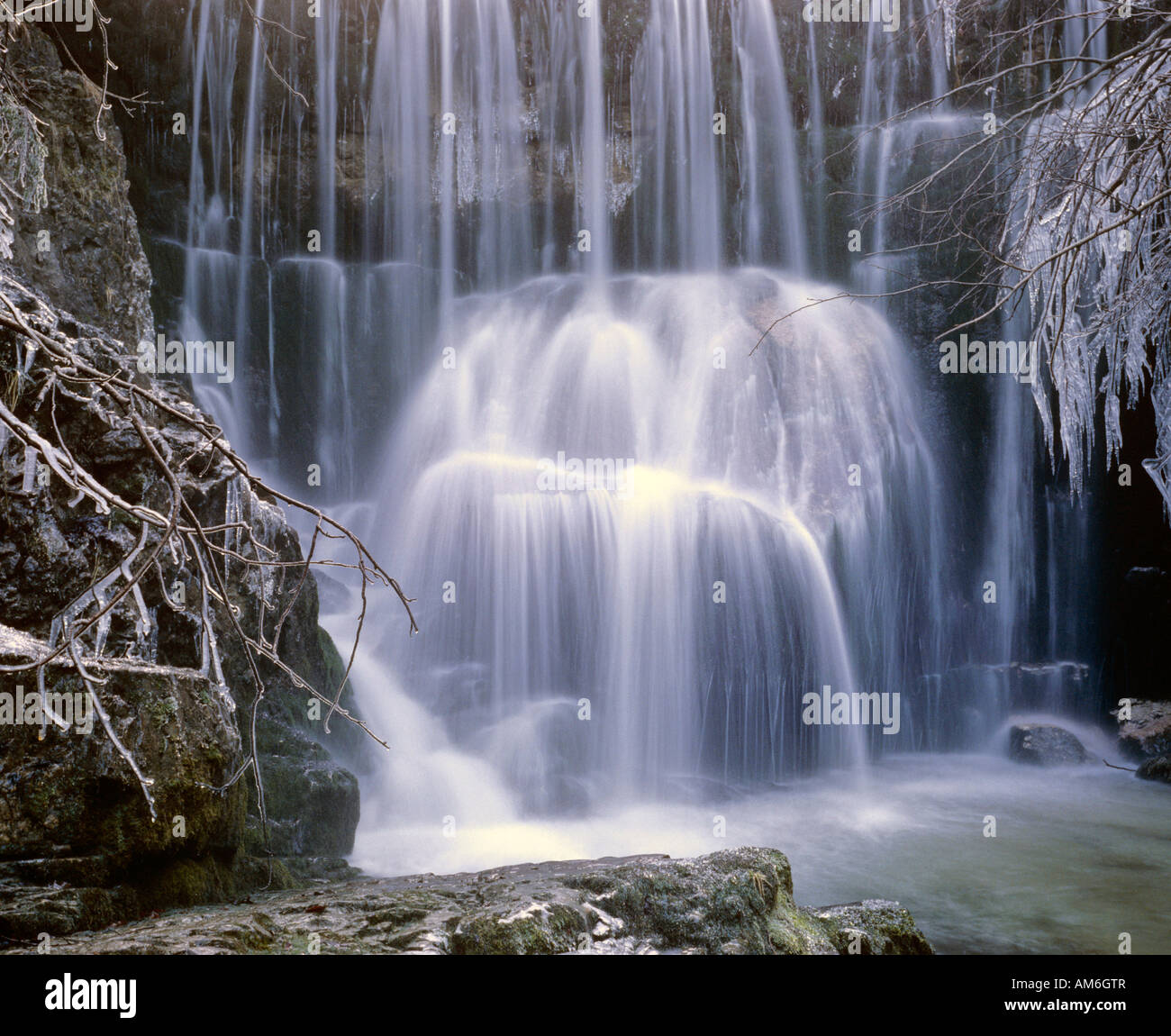 Waterfall in Weissenbachtal valley near Bergen, Upper Bavaria, Germany ...