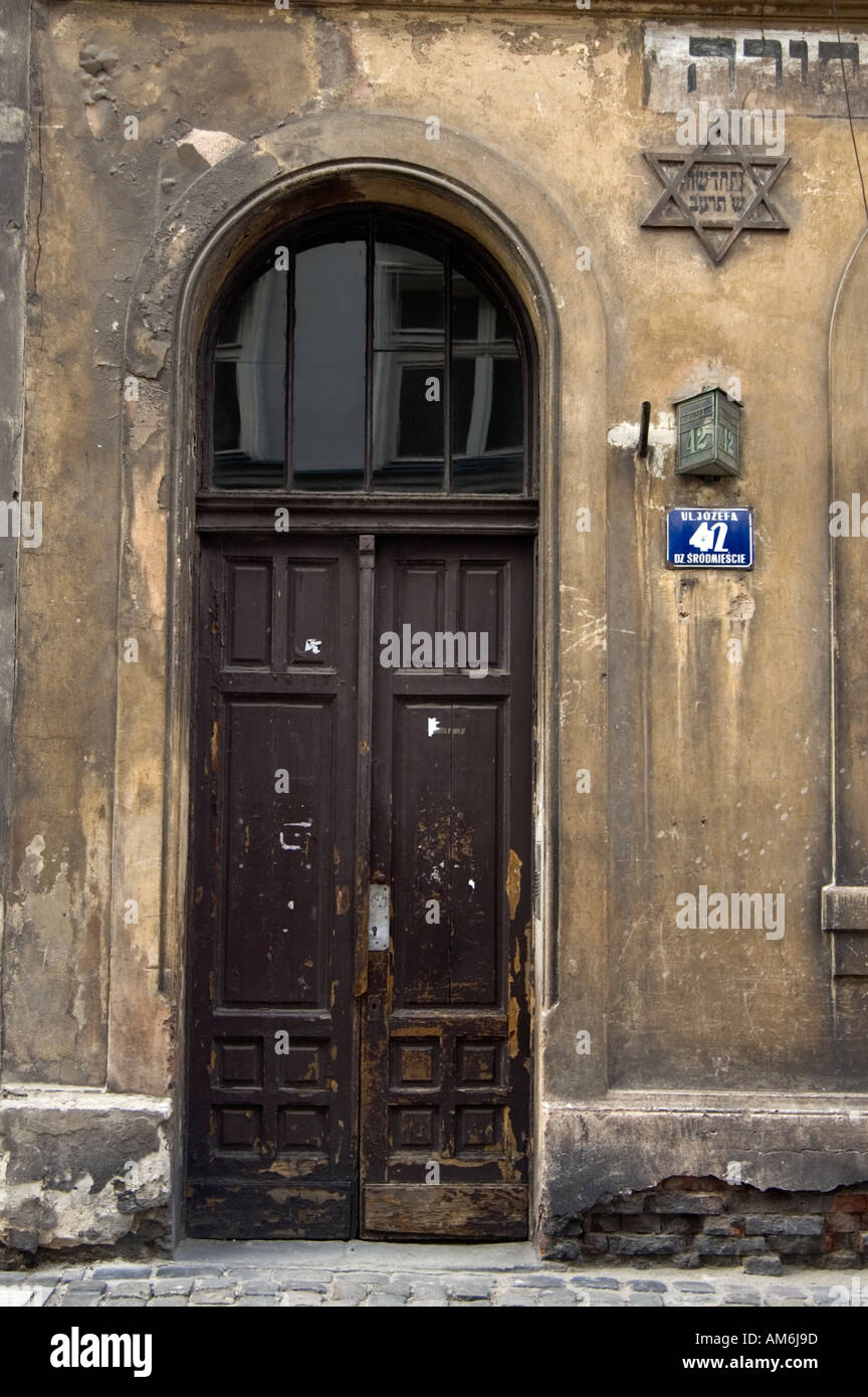 Star of David above doorway of tenement building in the old Jewish ...