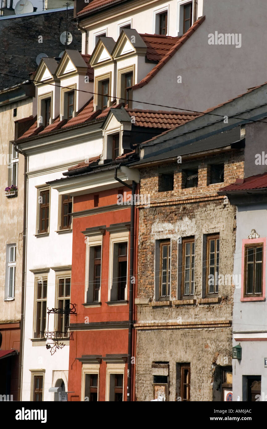 Partially renovated tenement buildings in the old Jewish quarter of ...