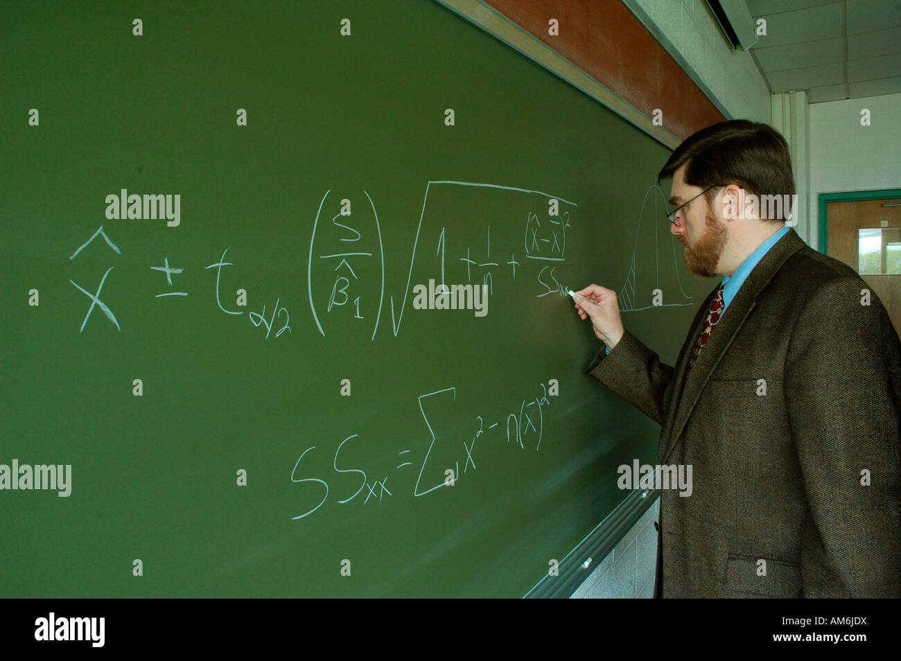 Math instructor teacher or mathematics professor writing a regression ...