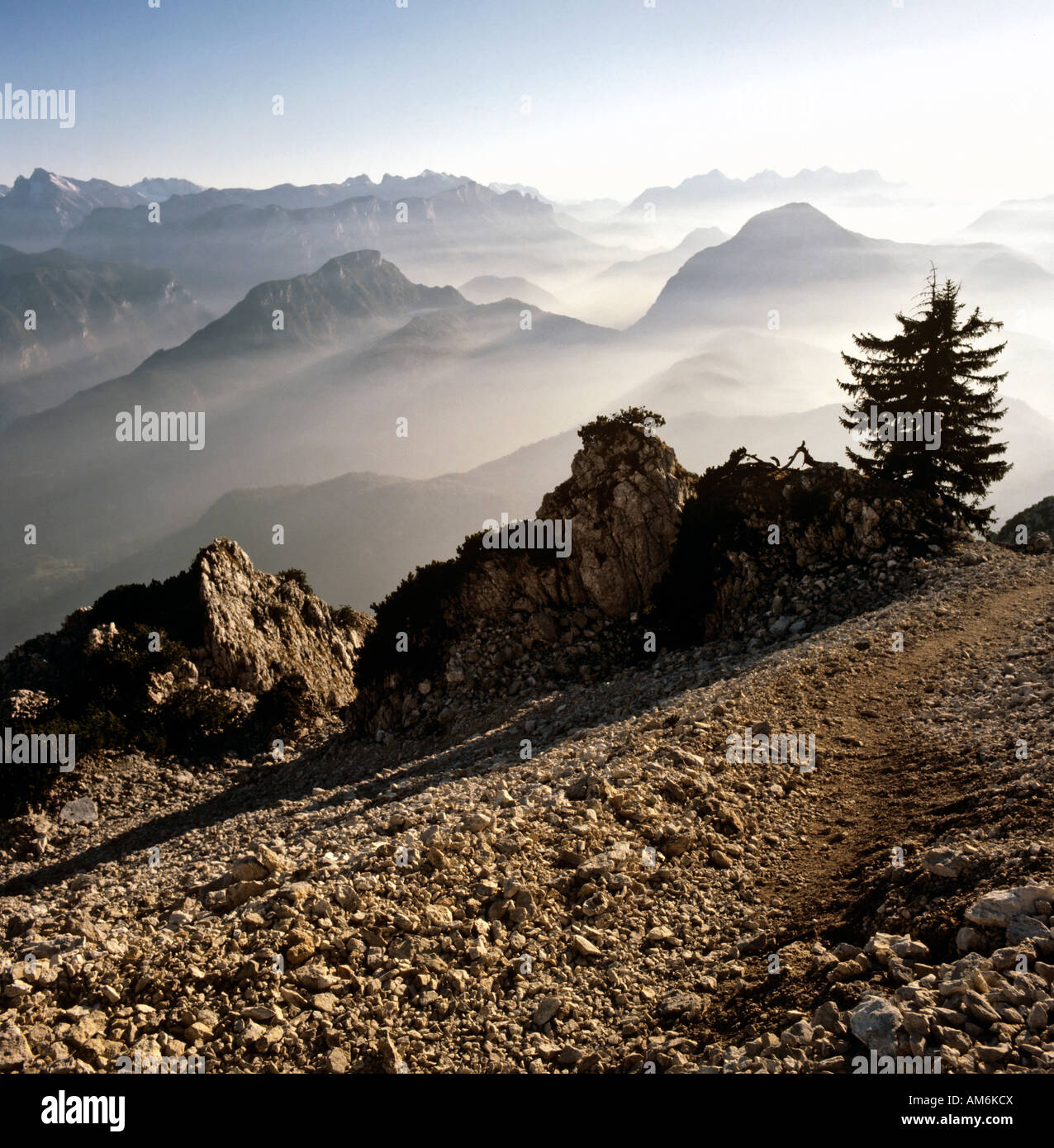 Hiking trail at Staufen mountain, Chiemgau Alps, Upper Bavaria, Germany ...