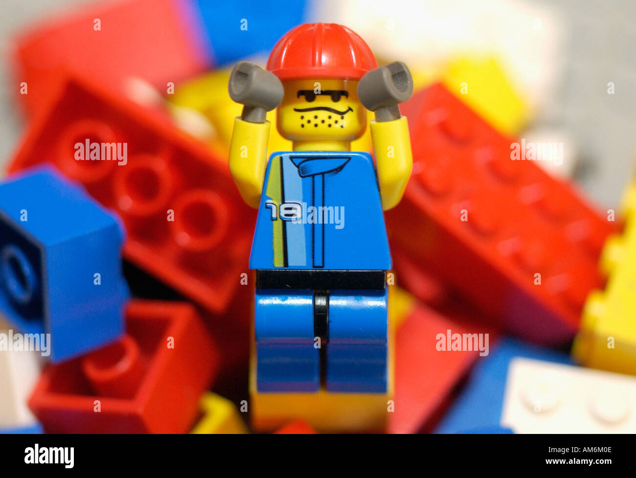 Pile of Lego bricks and a toy figure Stock Photo - Alamy