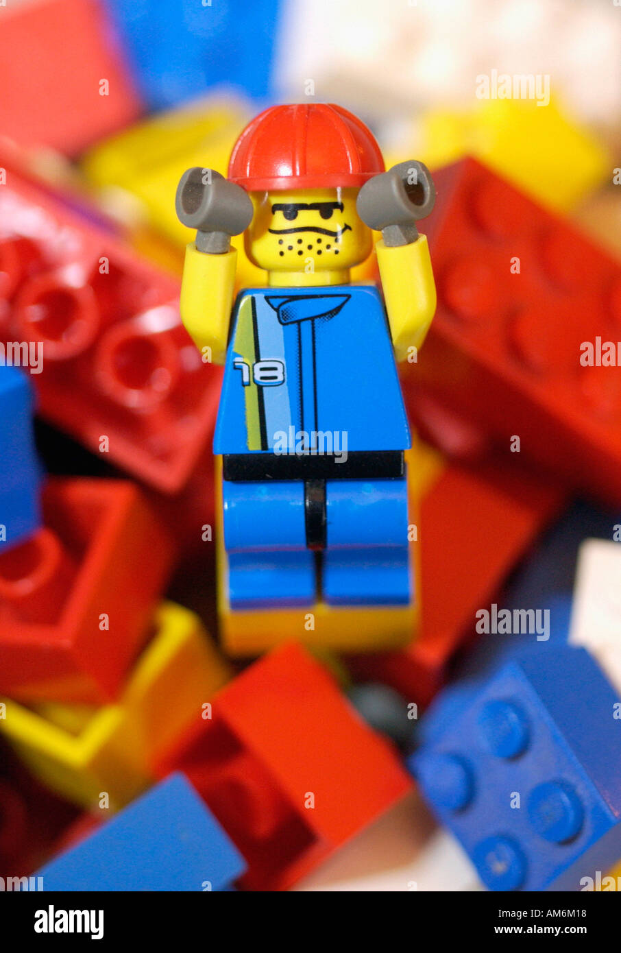 Pile of Lego bricks and a toy figure Stock Photo - Alamy