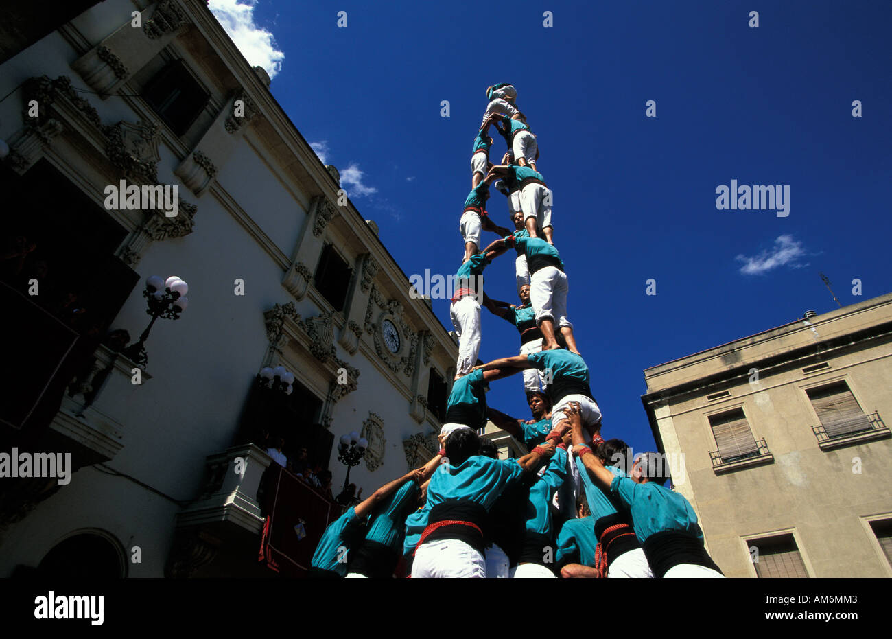 Vilafranca a finished human tower on the central square during the ...