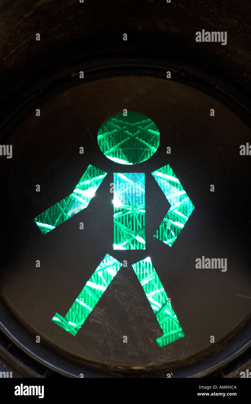 Green man pedestrian traffic light Cracow Poland Stock Photo - Alamy