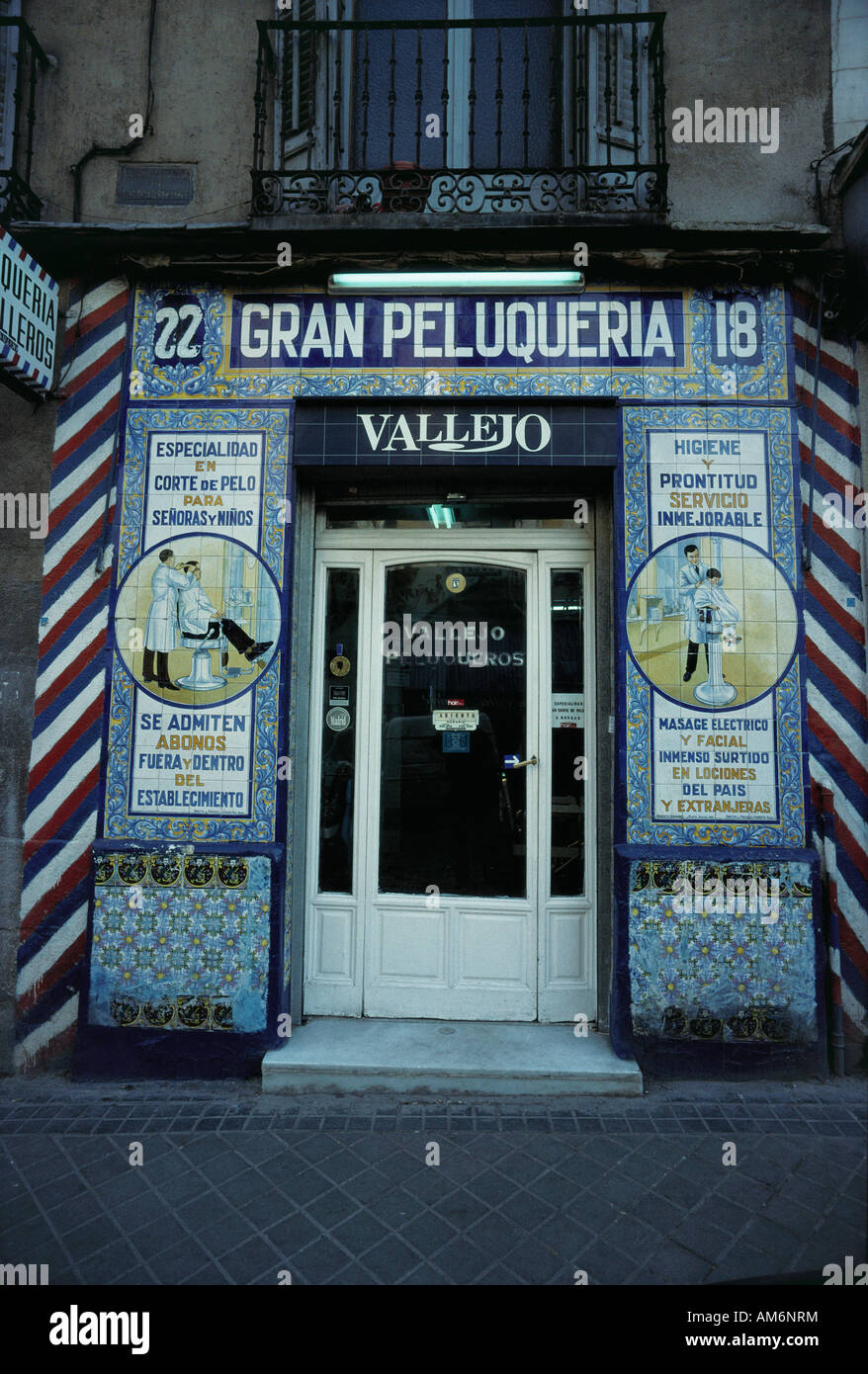 Madrid Spain Traditionally tiled Barbers shop front Stock Photo - Alamy