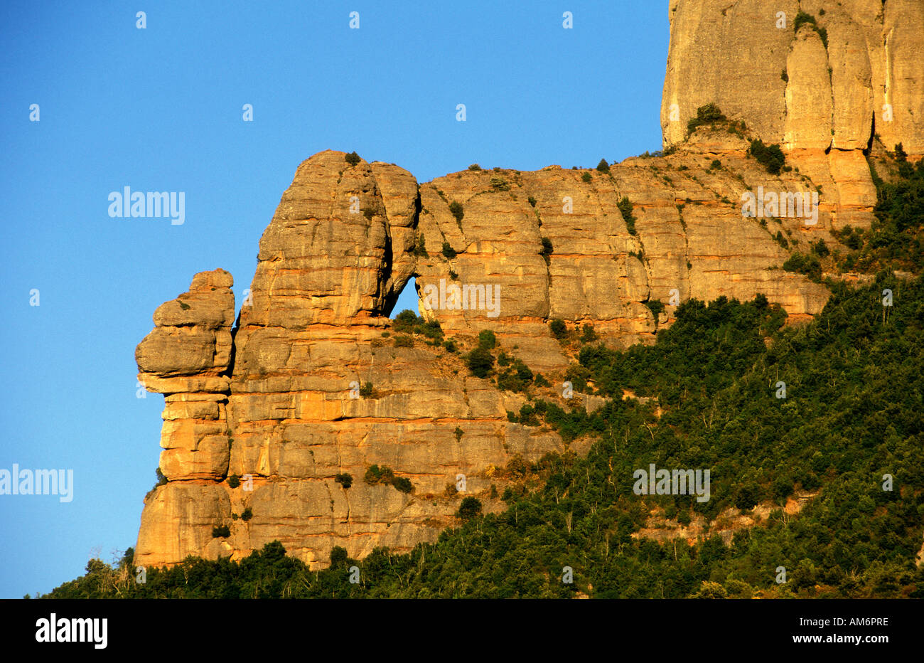 Montserrat the odd shaped mountain ridge of the elephant rock Stock ...