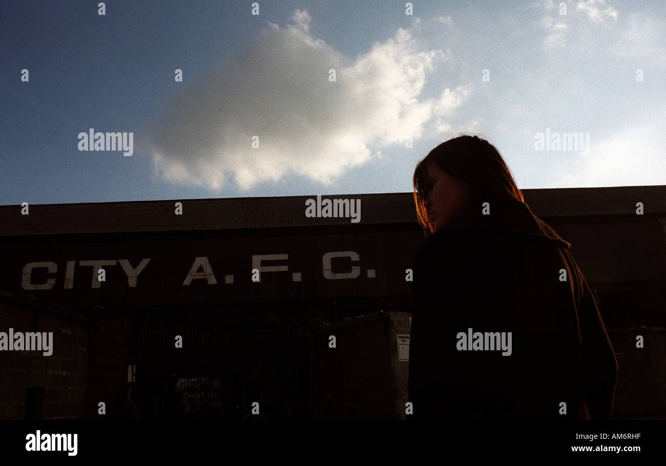 Female suppoter of Welsh club Swansea City outside the stadium before a ...