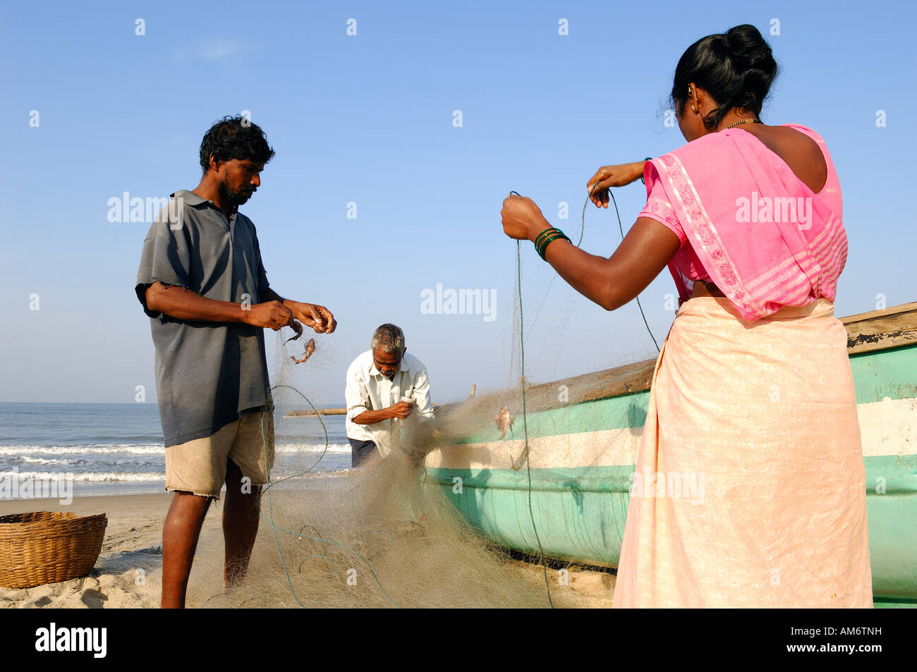 India, Goa state, Arambol (Harmal) beach, back from fishing Stock Photo ...