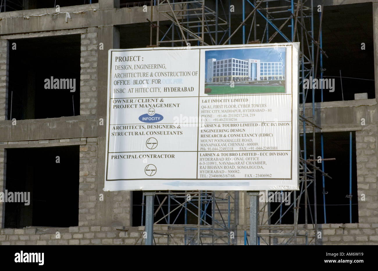 A sign announcing the construction of the HSBC building in Cybercity a ...