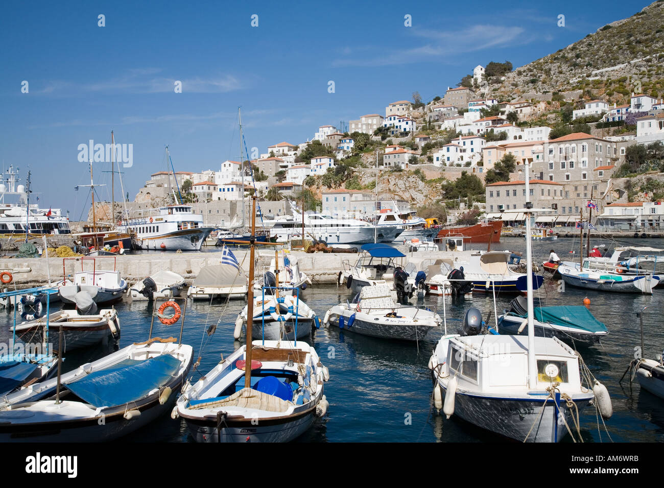 Harbor in Hydra Greece Stock Photo - Alamy