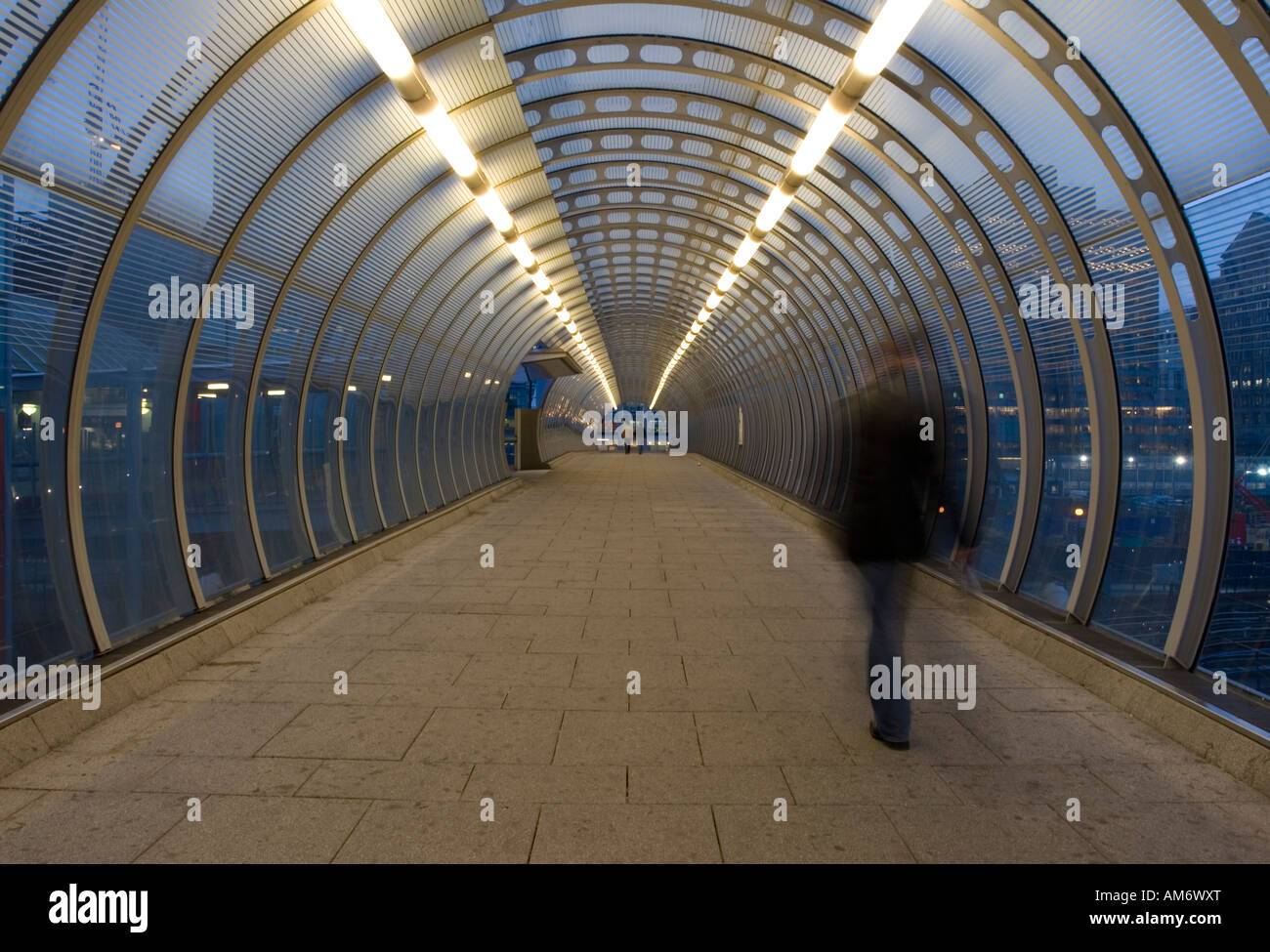 Poplar Docklands Light Railway (DLR) Station passenger bridge London ...