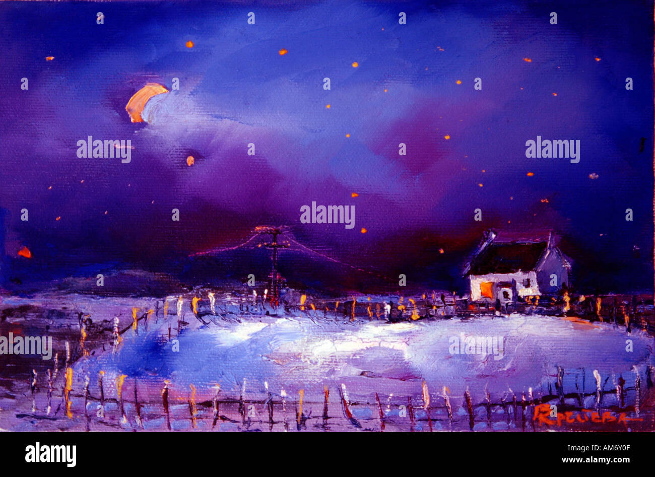 landscape house oil painting Stock Photo - Alamy