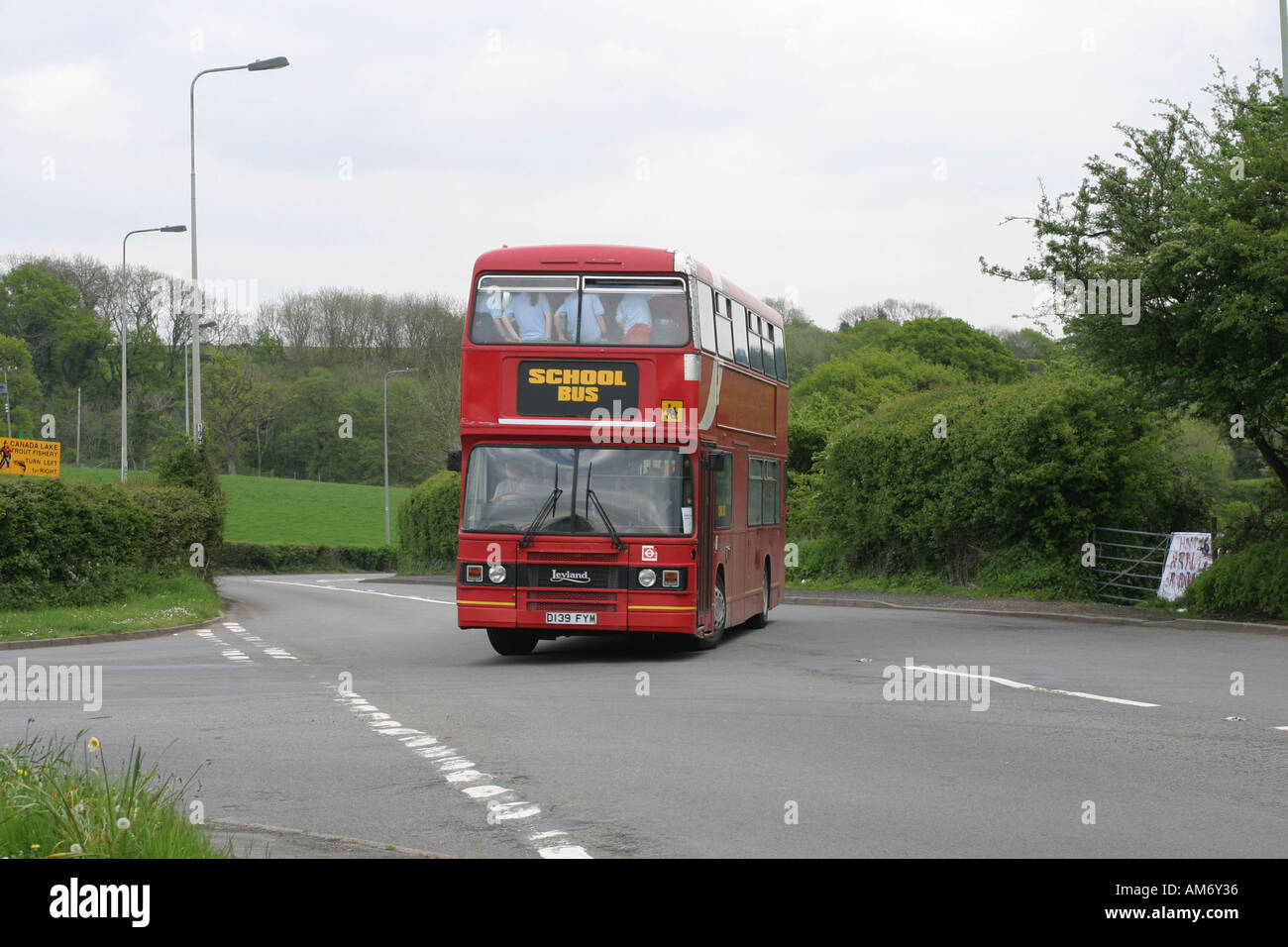 Red Double Decker School Bus Llantrisant Road Cardiff South Wales Stock ...
