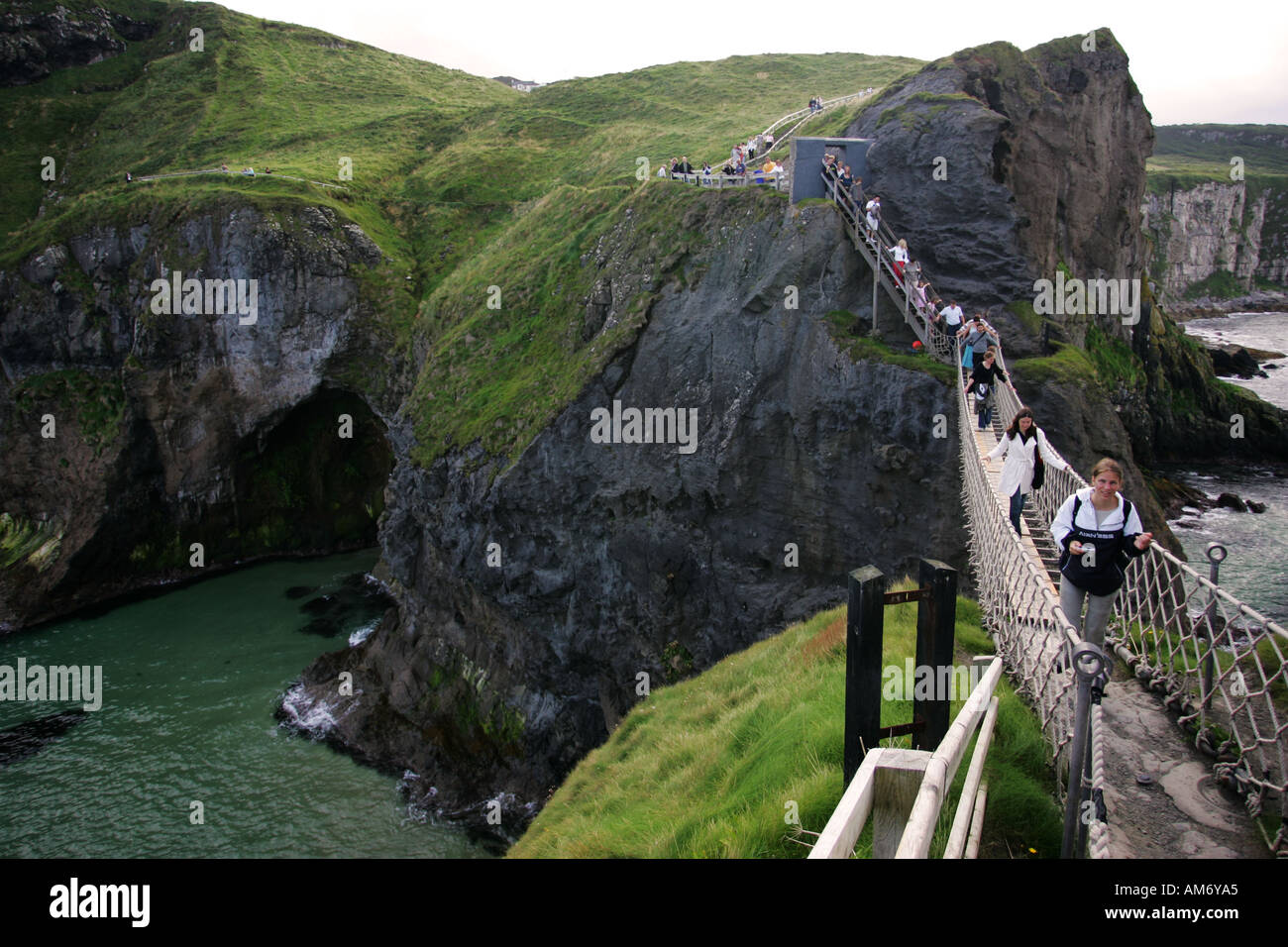 Cliff top views of the carrick a rede rope bridge hi-res stock ...