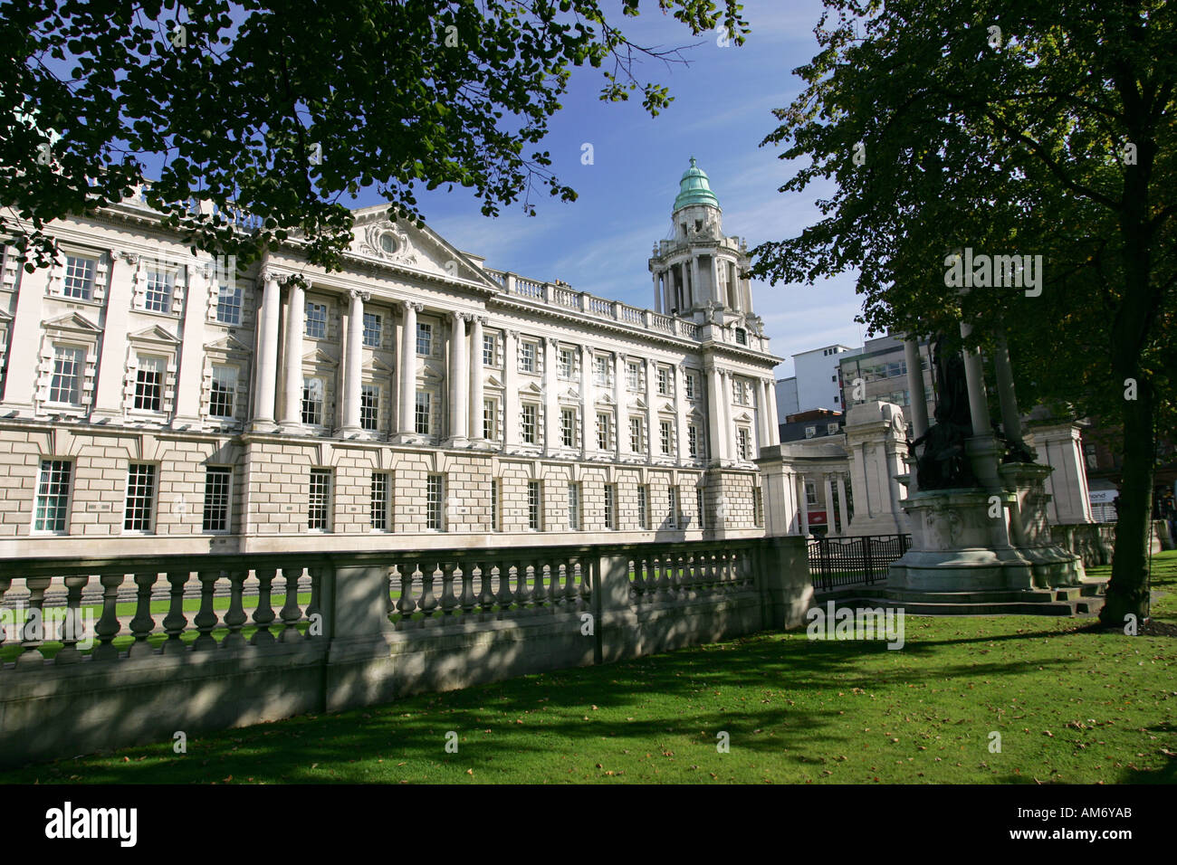 Stunning Irish architecture with blue sky the magnificent Belfast City ...