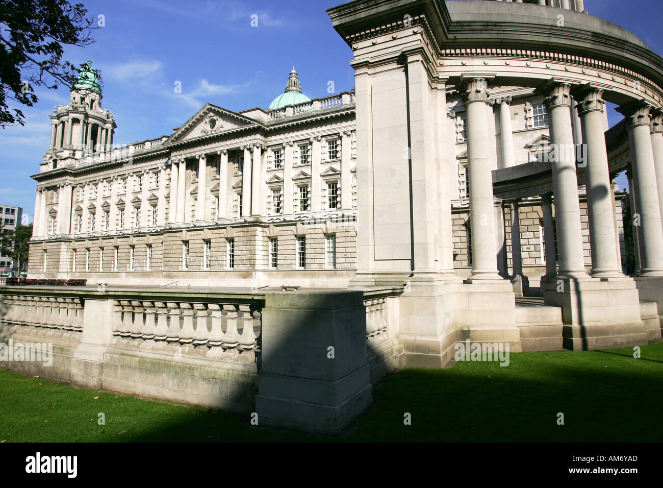 Stunning Irish architecture with blue sky the magnificent Belfast City ...